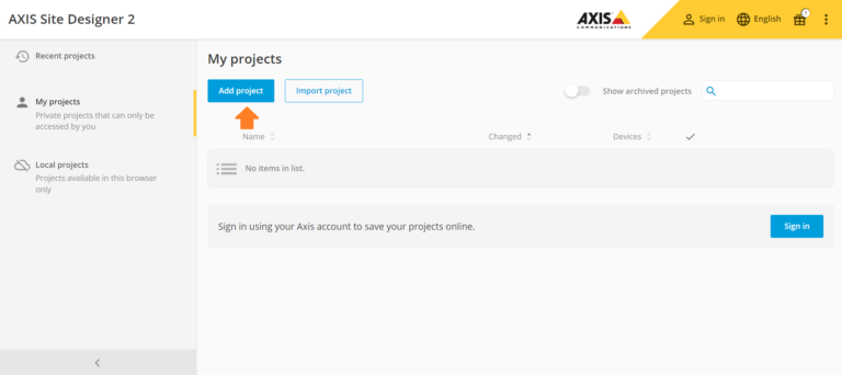 Using Axis Site Designer for Axis Cameras