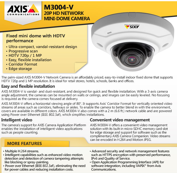 AXIS 0516-001 Indoor Mini Dome IP Security Camera discontinued