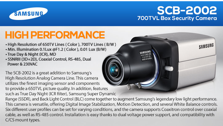 Samsung Hanwha SCB-2002 Indoor Box CCTV Camera discontinued